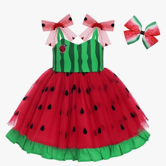 Dresses | Nwt Tutu Watermelon Sundress With Watermelon Bow | Poshmark